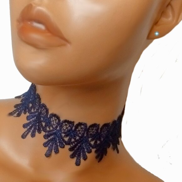 PrettiFlower | Jewelry | Navy Blue Choker Navy Blue Lace Scallop Choker ...